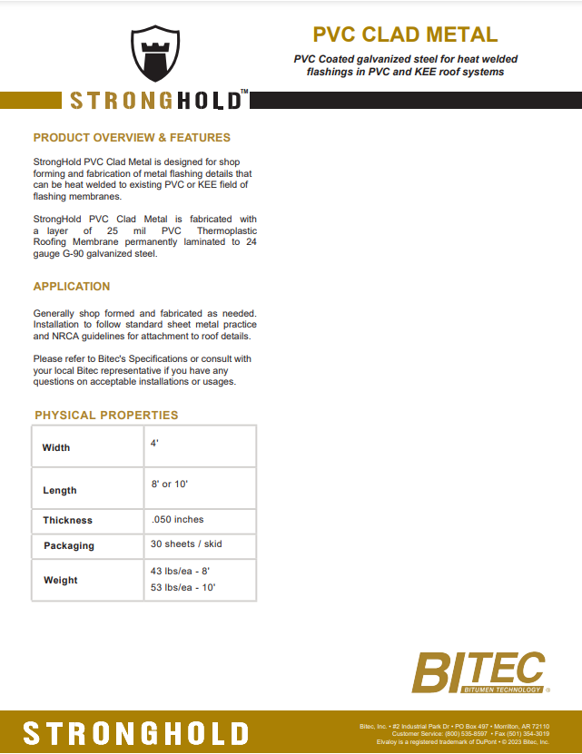 Hoja de datos de StrongHold™ PVC Clad Metal - bi-tec.com